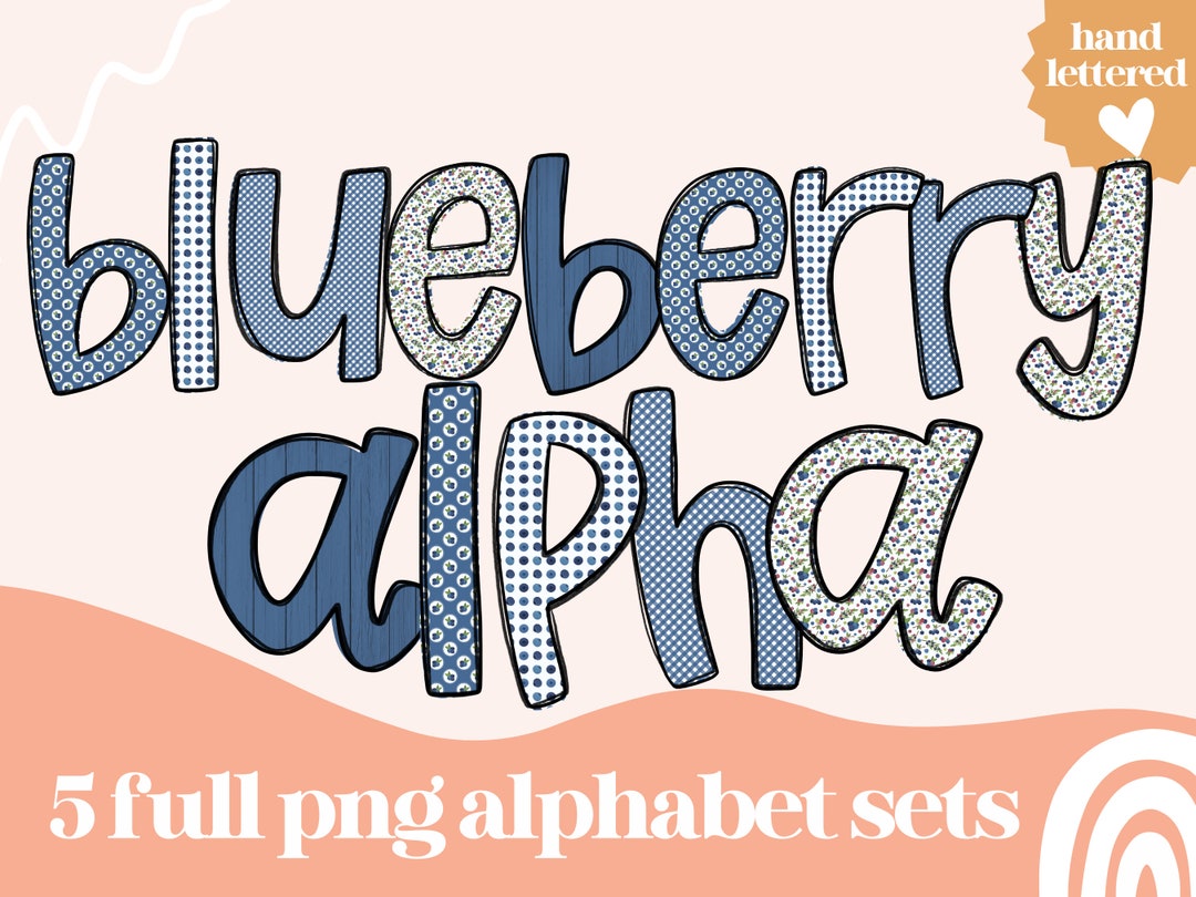 Blueberry Alpha | Handlettered Doodle Letters PNG | Blueberry Alpha ...