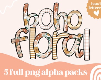 Spring Floral Alpha | Handlettered Doodle Letters PNG | Spring Floral ...
