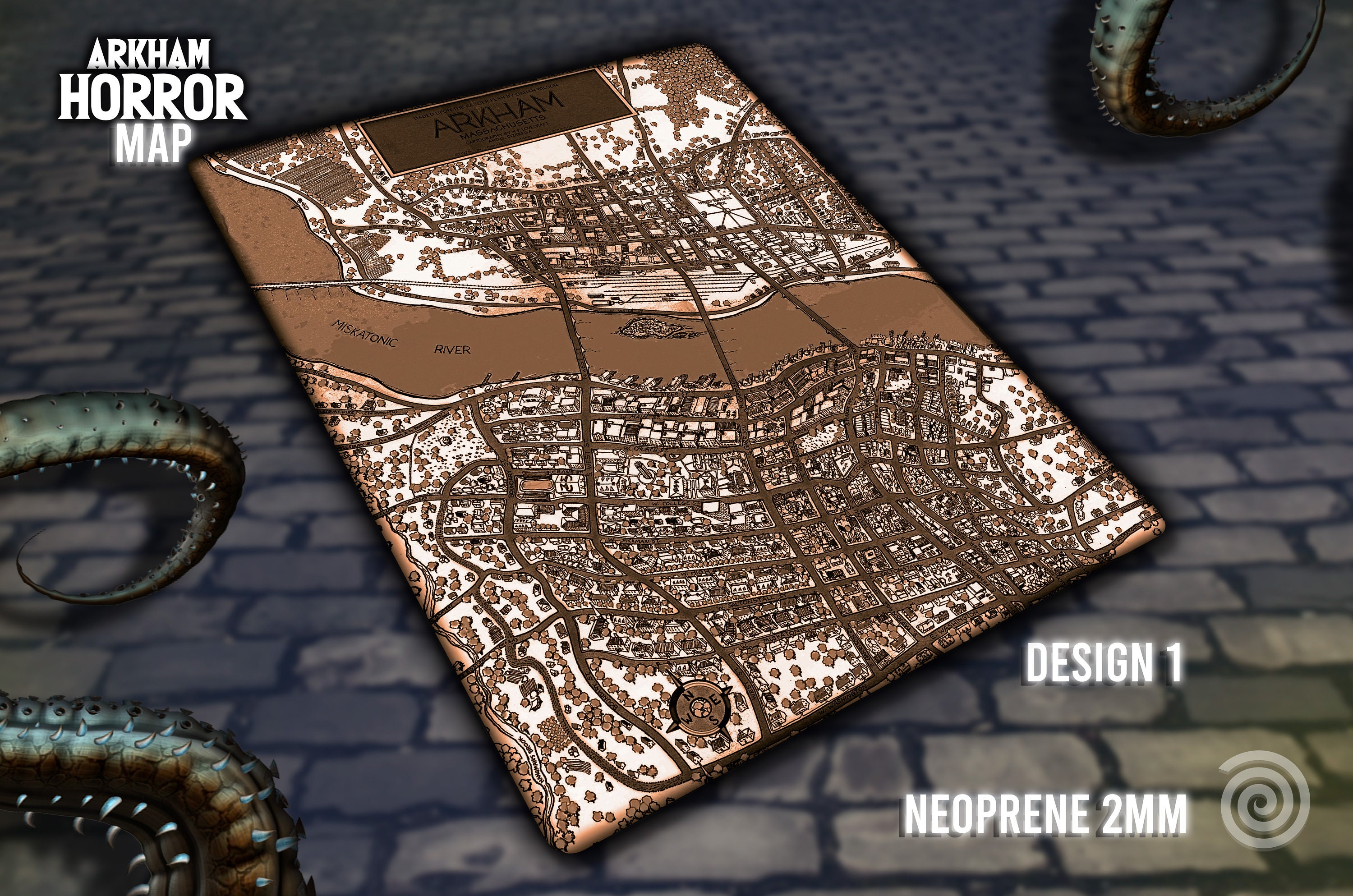 Arkham H.P Lovecraft UNOFFICIAL PRODUCT rug map
