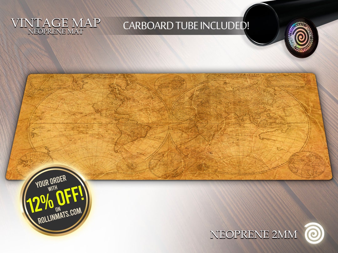 Vintage Map Neoprene Mat Custom Sizes - Etsy