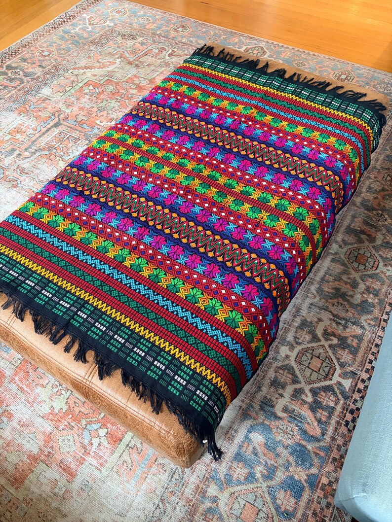 Vibrant Guatemalan Weaving: Table Cloth or Wall Hanging, 34"x40 ...
