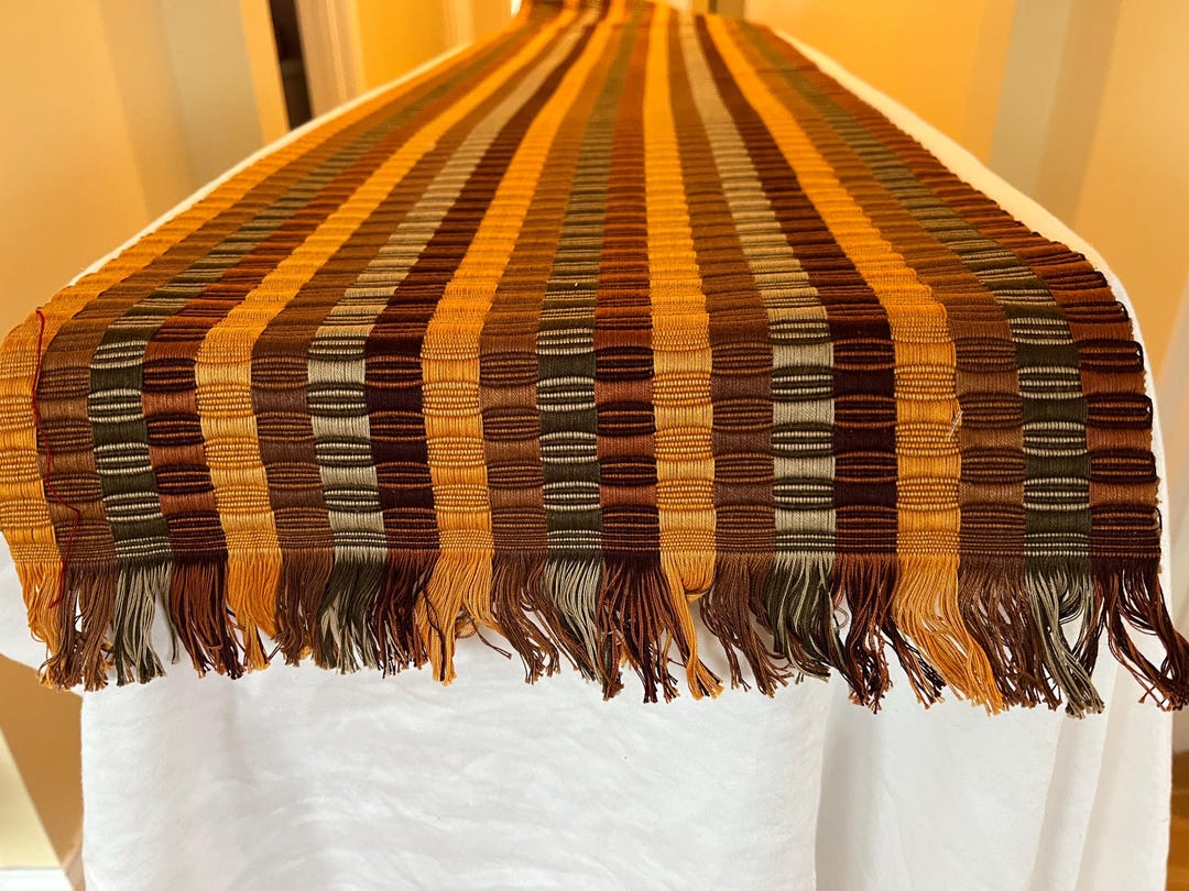 Table Runner - Guatemalan Heavy Weight Weave in Warm Earth Tones 60 X ...