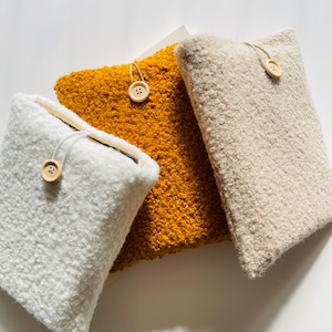 Boucle Book Sleeve, Winter Book Cover, Padded Book Pouch, Book Lover ...