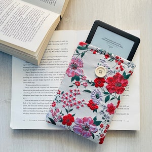 Yellow and Red Flowers Embossed Kindle Sleeve – Handmade Padded Fabric ...