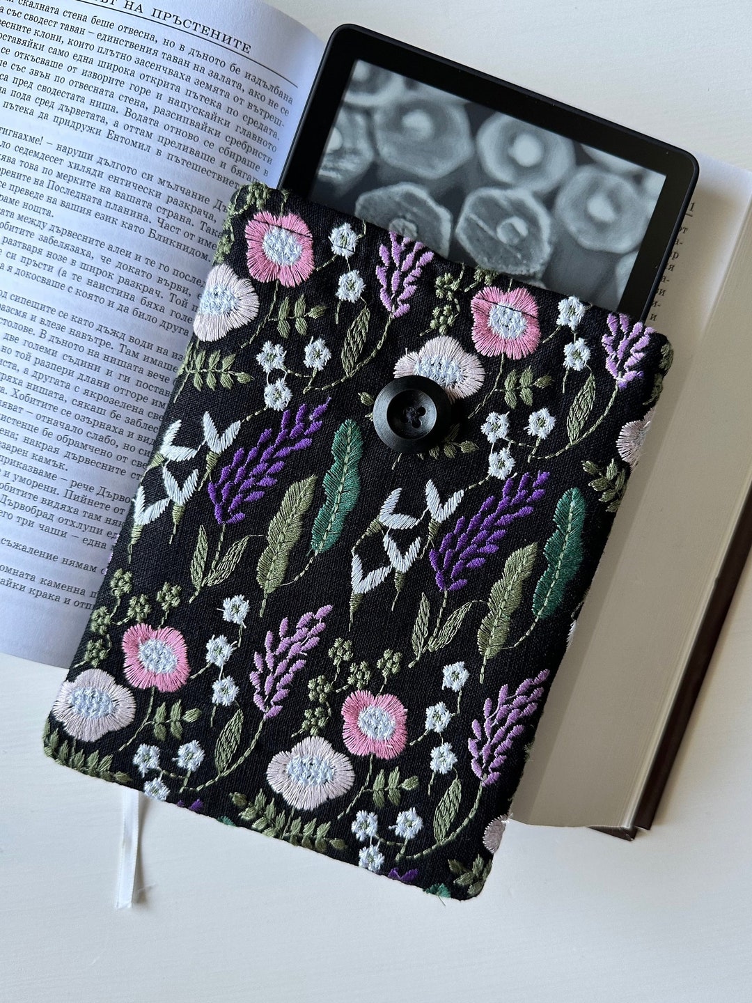 Embroidery New Kindle Paperwhite Sleeve, Padded Kindle Pouch, Fabric ...