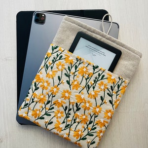 Embroidered Daisies iPad Sleeve, Daisy iPad Cover, Flower iPad Pouch ...