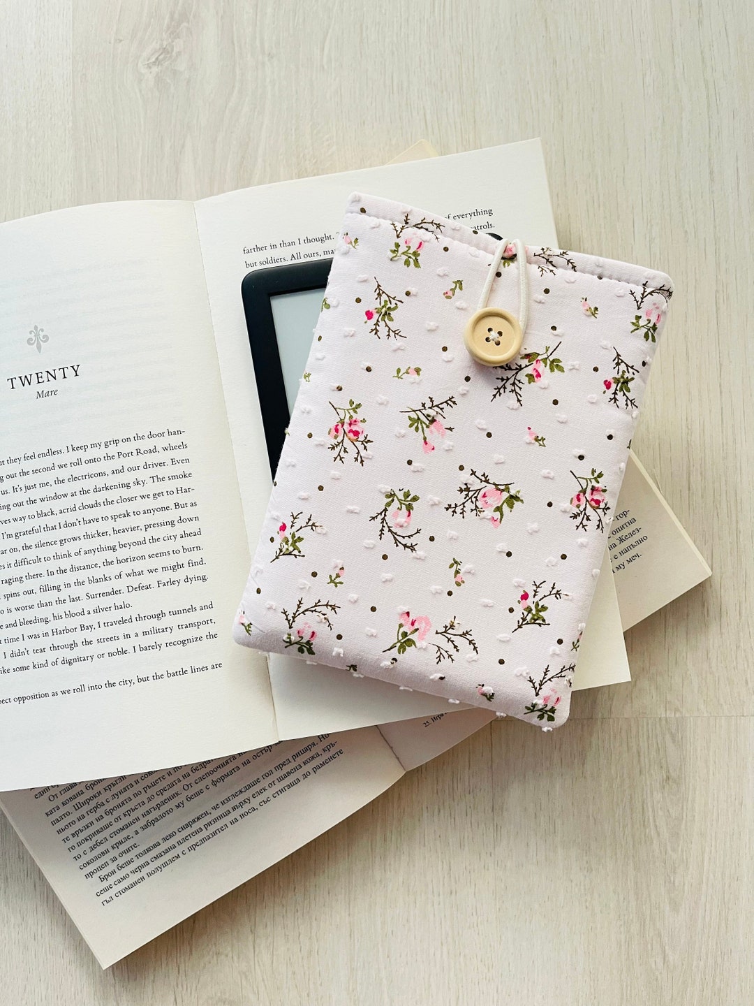 Flowers Kindle Sleeve, Pink Rose Kindle Pouch, Padded Kindle Cover ...