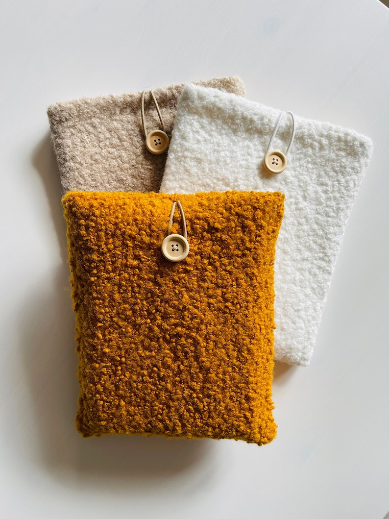 Boucle Book Sleeve, Winter Book Cover, Padded Book Pouch, Book Lover ...