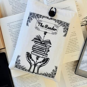 Embroidery Book Library Book Cover, Custom Padded Book Sleeve With Own ...