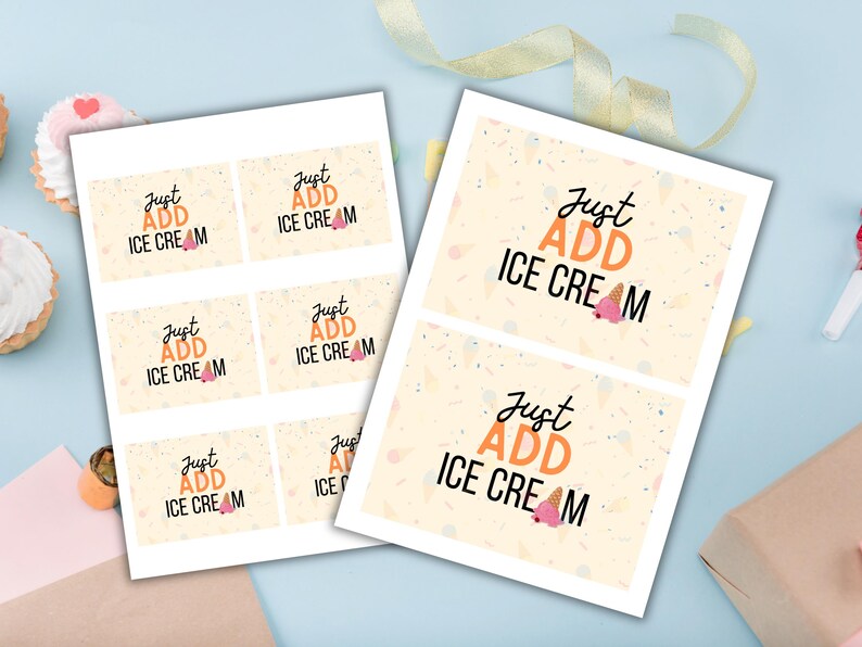 Printable Just Add Ice Cream Tags, Instant Download - Etsy