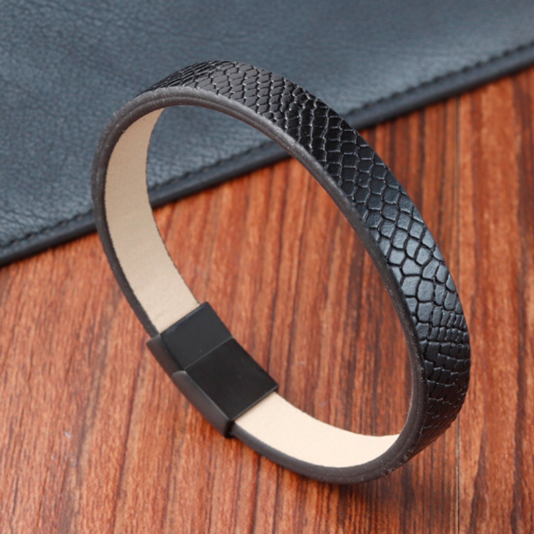 Minimalist Leather Mens Bracelet Simple and Genuine Cowhide - Etsy