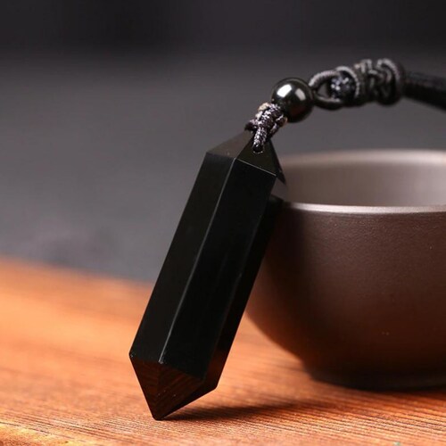 Obsidian Pendant Necklace-natural Black Obsidian Gemstone - Etsy