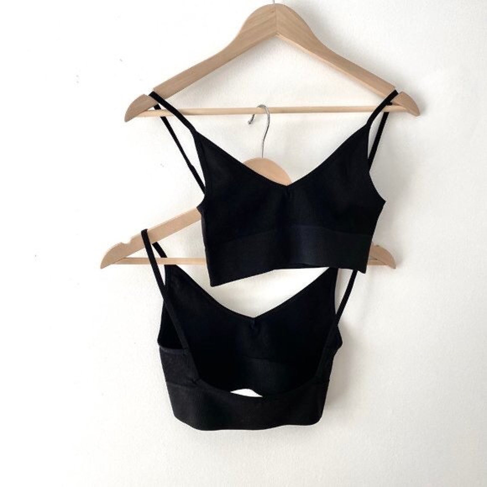 Black Low Back Seamless Bralette Minimalist Neutral Layer - Etsy