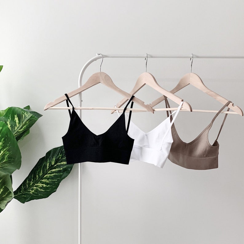 Black Low Back Seamless Bralette Minimalist Neutral Layer - Etsy