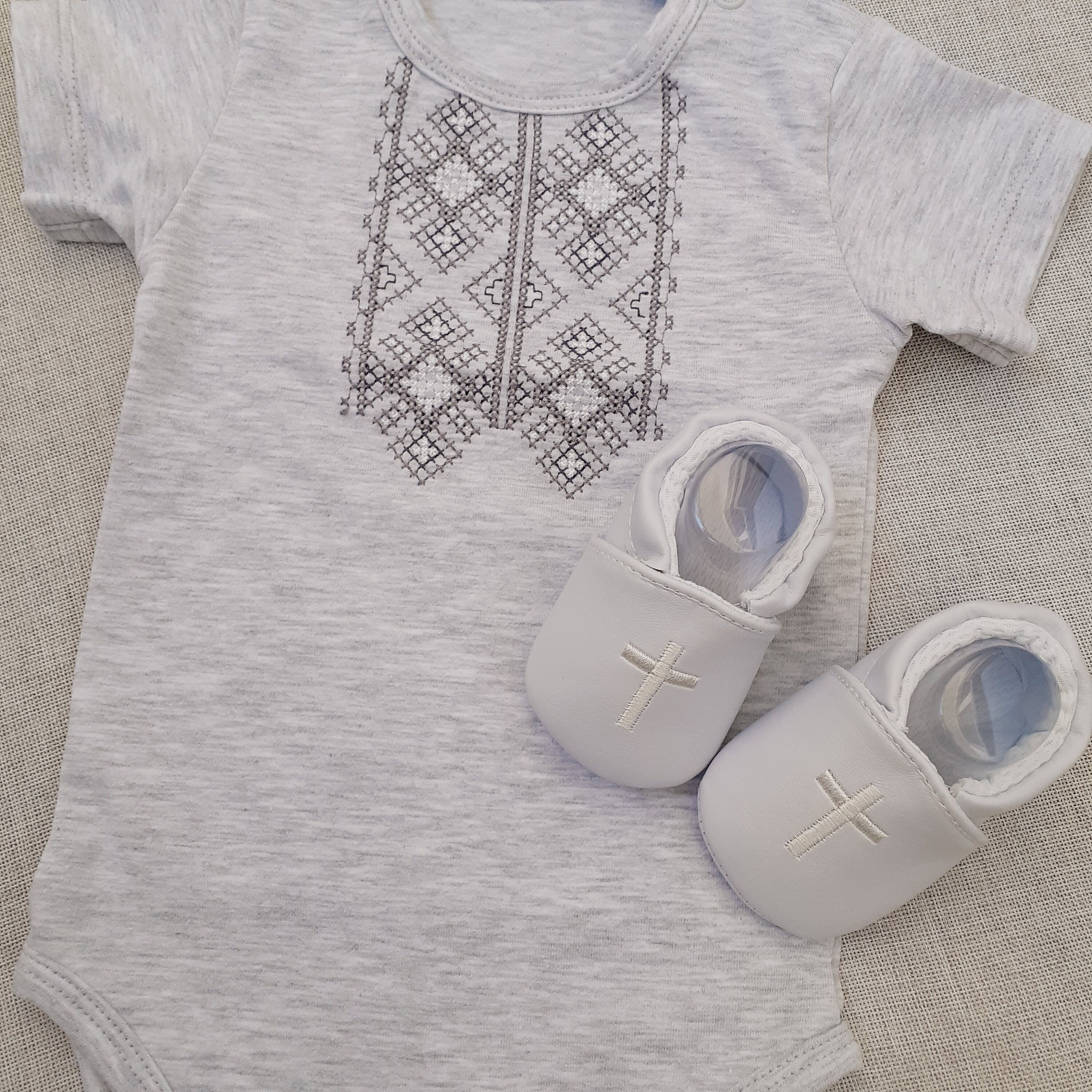 Baptism Shoes With Cross, Baby Boy Christening Shoes, Baby Booties With ...