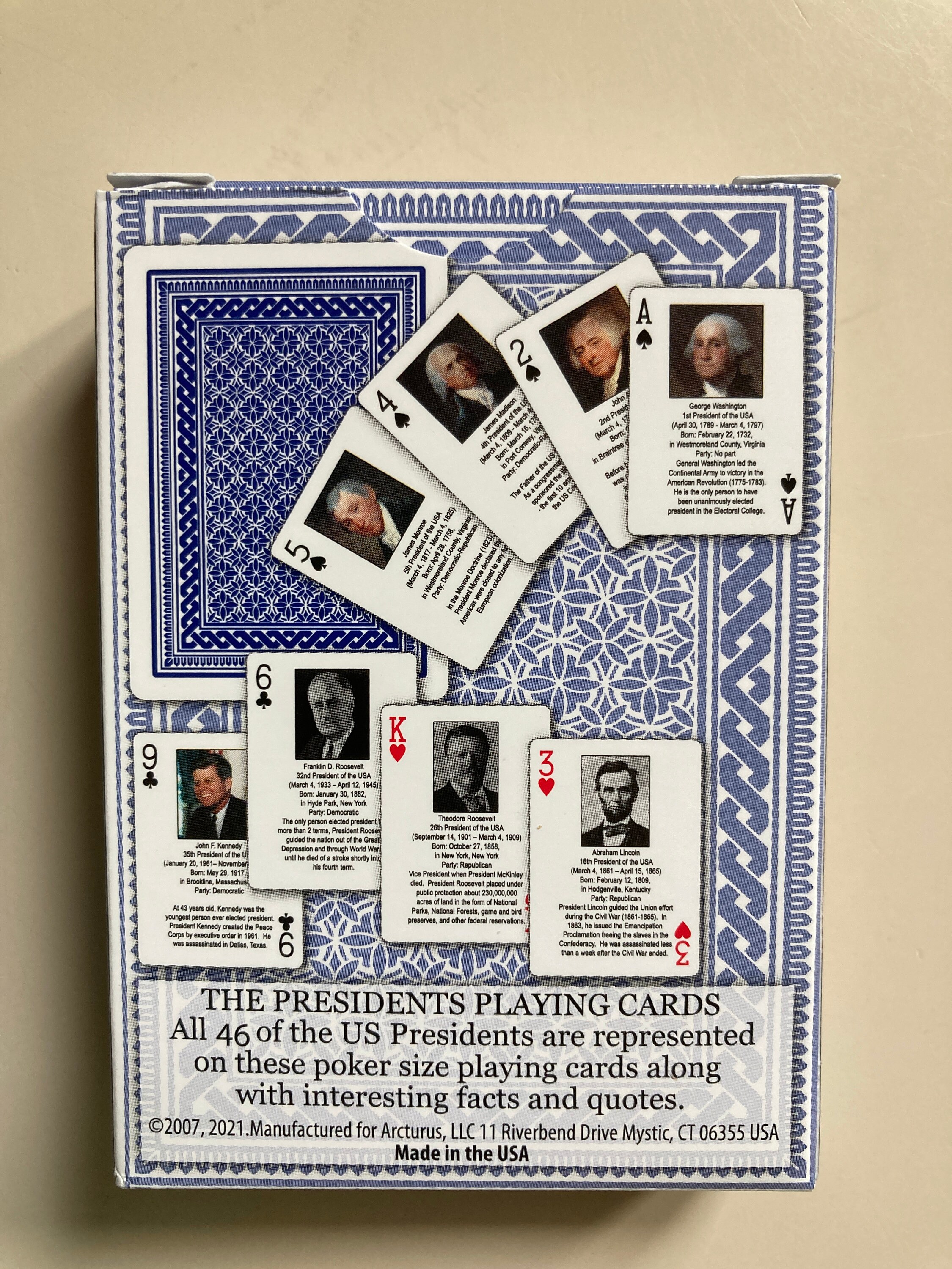 Presidents Playing Cards, New, George Washington Joe Biden, Made in USA ...