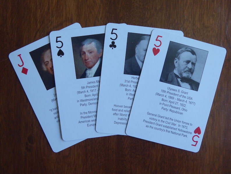 Presidents Playing Cards, New, George Washington Joe Biden, Made in USA ...