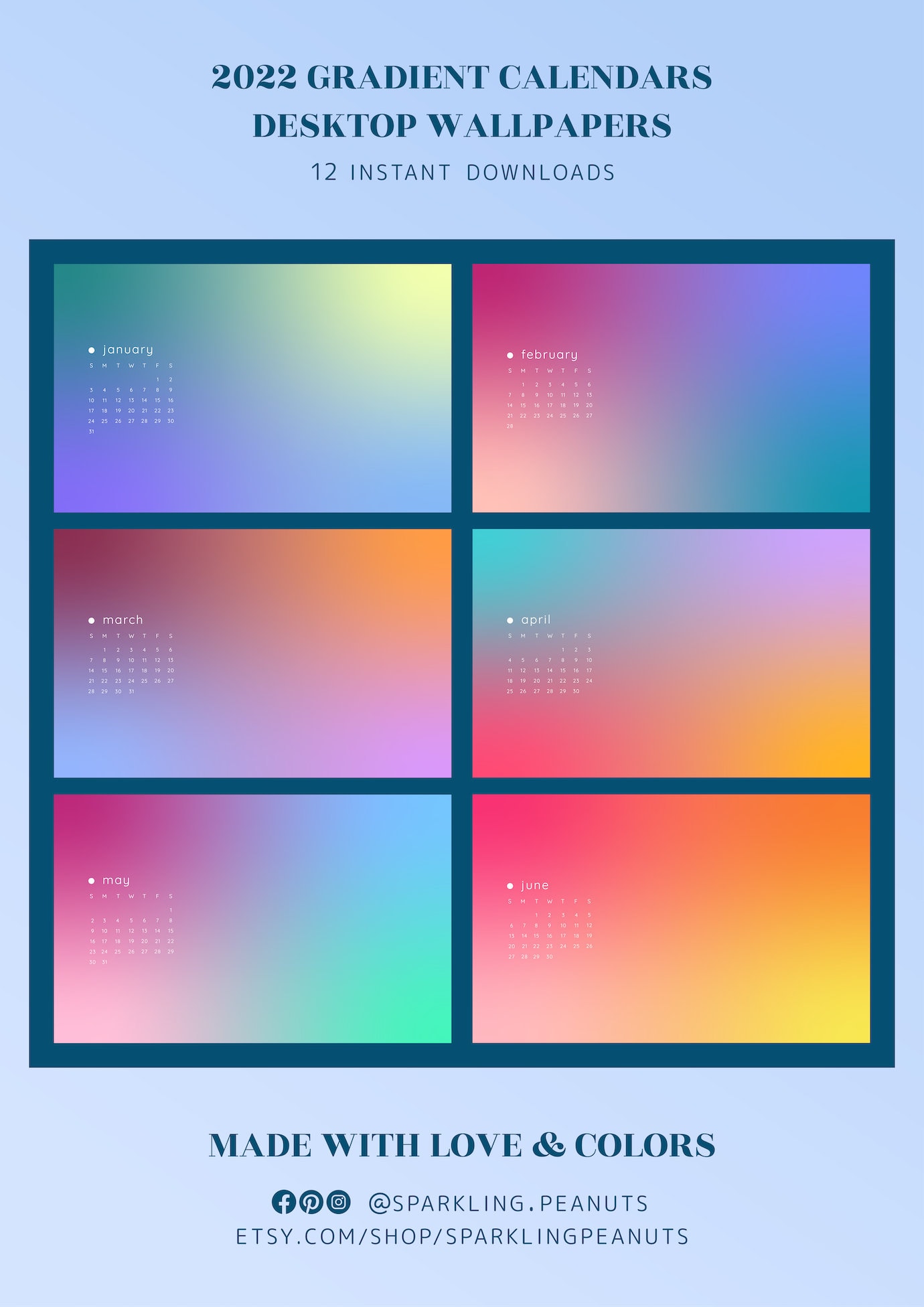 2023 Gradient Calendars Desktop Wallpapers Instant - Etsy