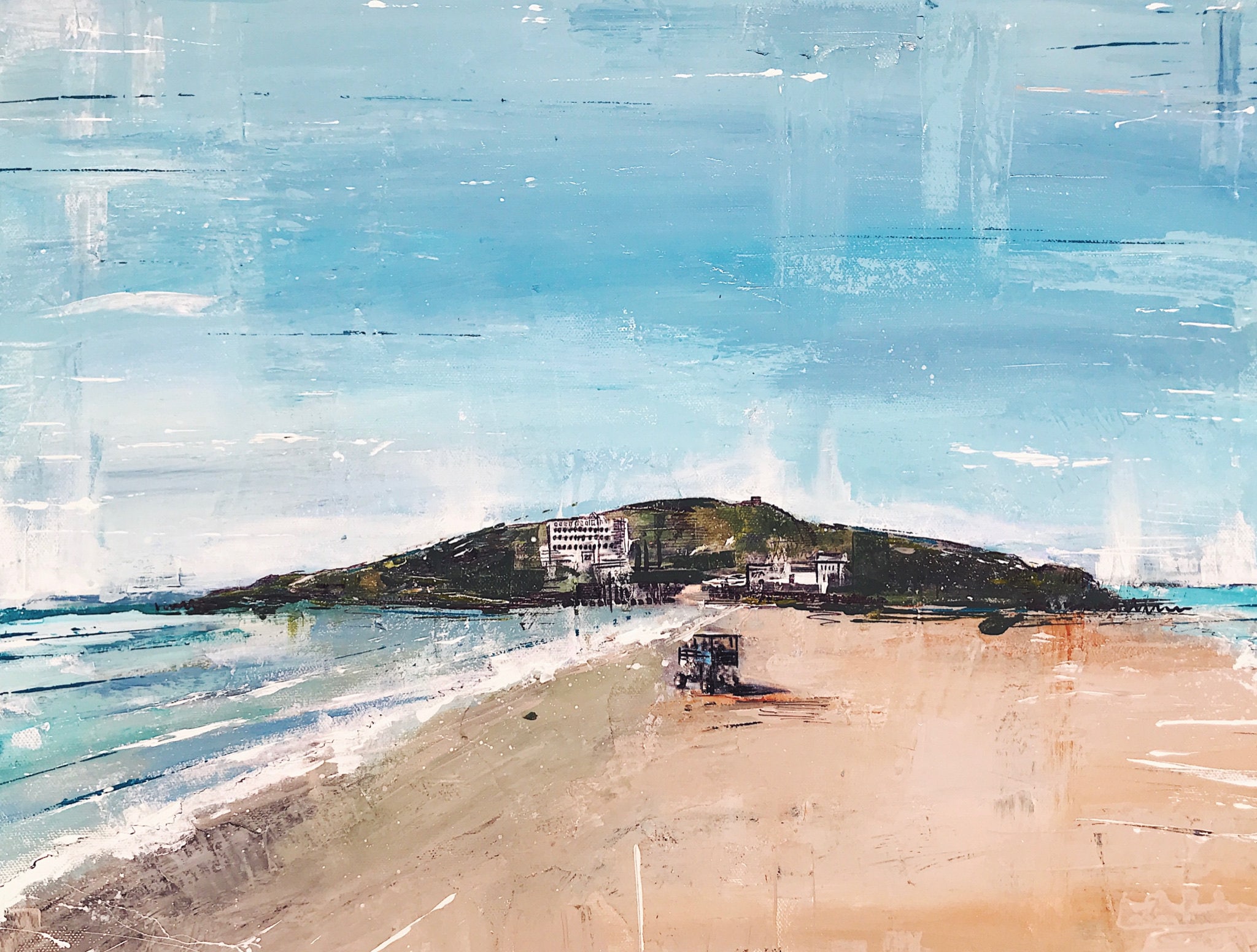 Burgh Island Painting, Devon Beach, Seaside, Abstract Art, Acrylic ...