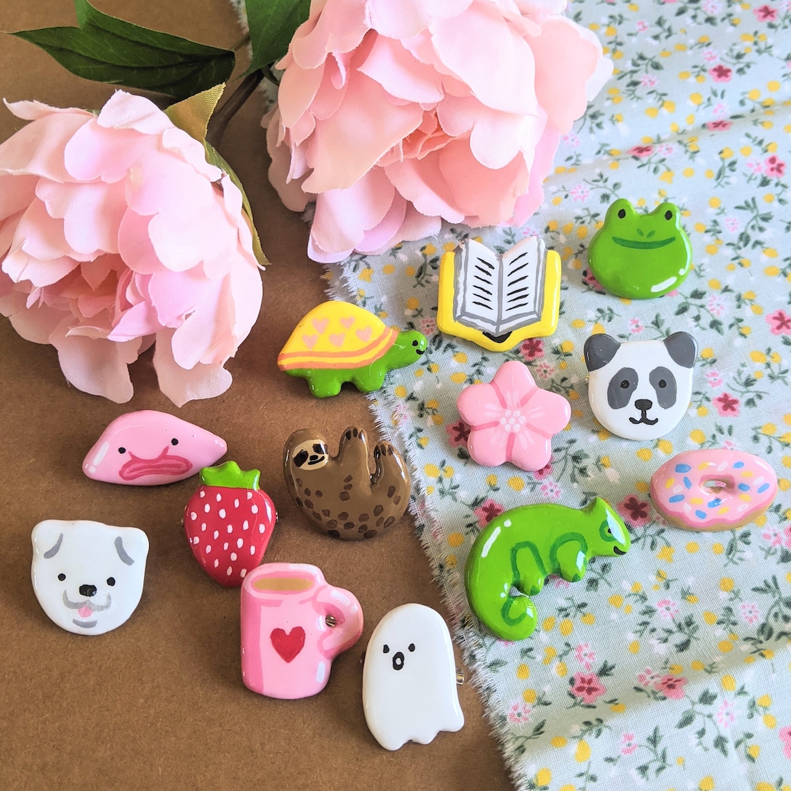 Dog Clay Pin Cute Clay Pin Badge for Jackets, Dungarees, Bags and ...