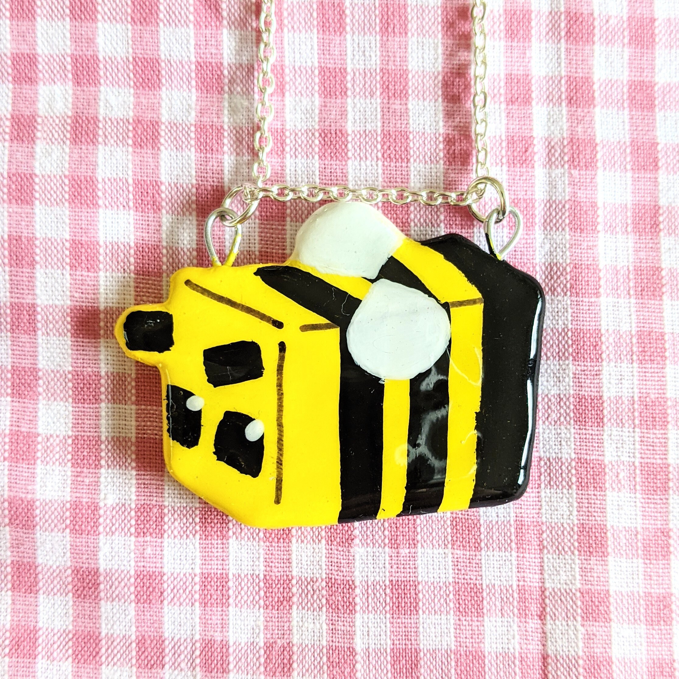 Blocky Bee Clay Necklace Minecraft Bee Clay Necklace - Etsy Canada