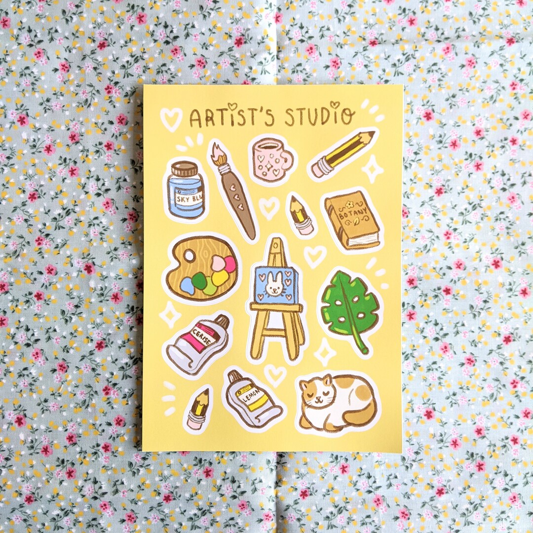 Artist's Studio Sticker Sheet Cute A5 Matte Sticker - Etsy