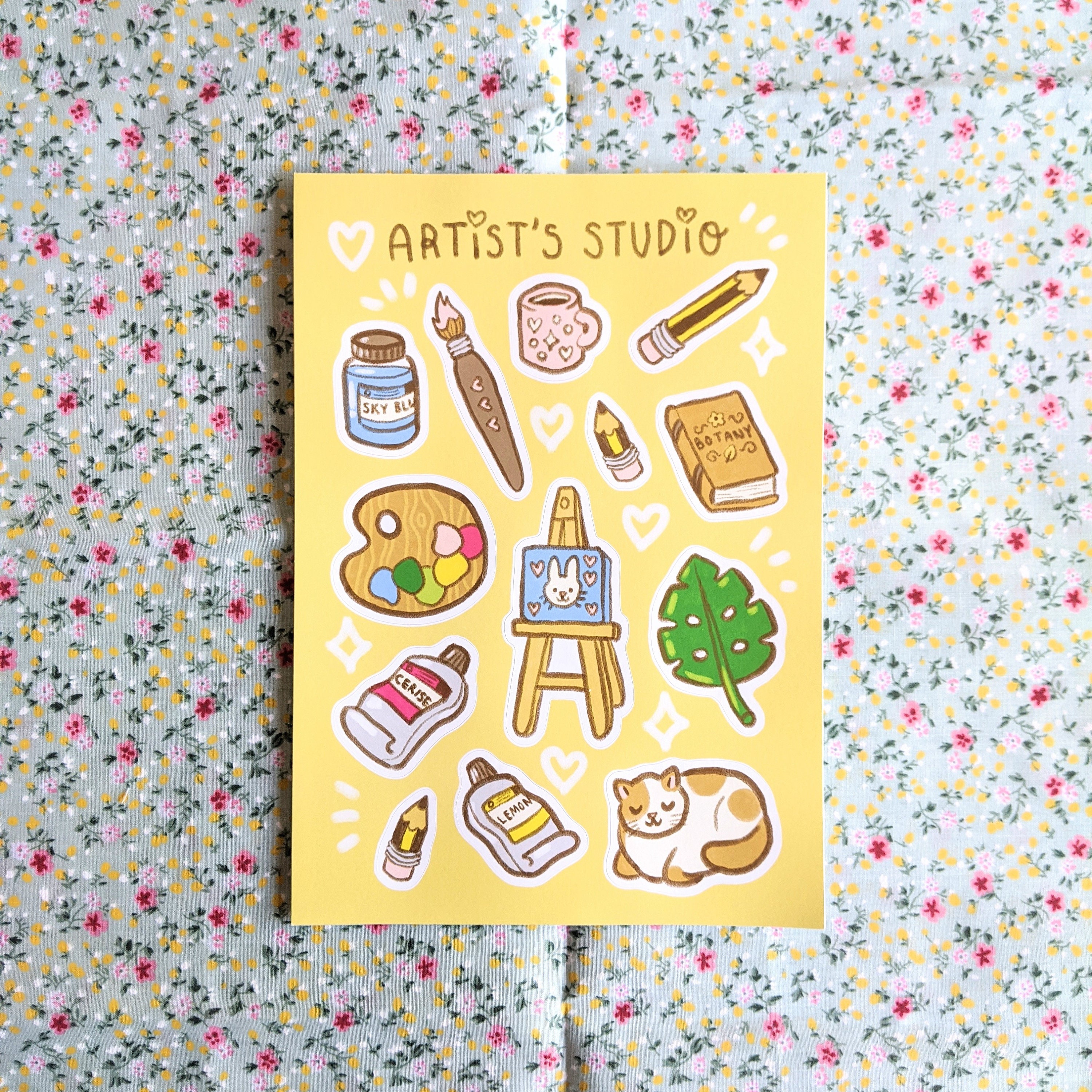 Artist's Studio Sticker Sheet Cute A5 Matte Sticker - Etsy
