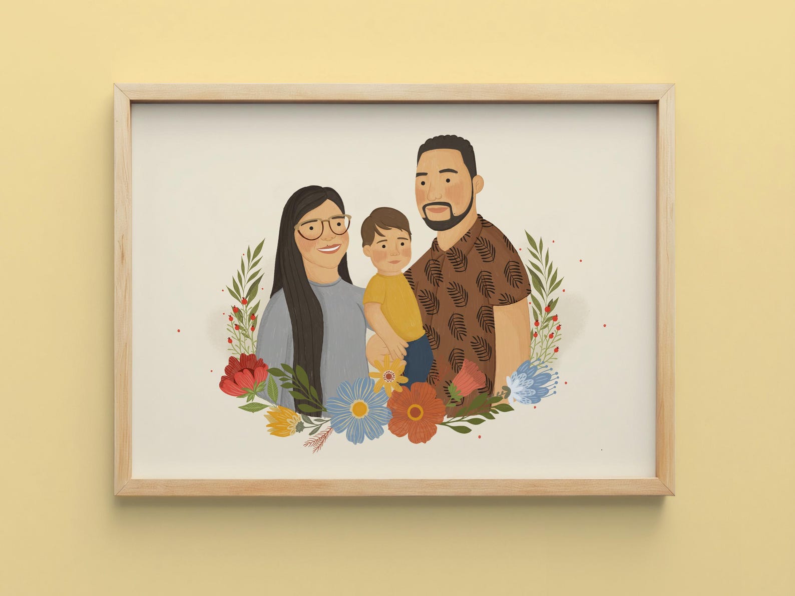 Family Portrait Illustration, Cute Family Portrait, Digital Family ...