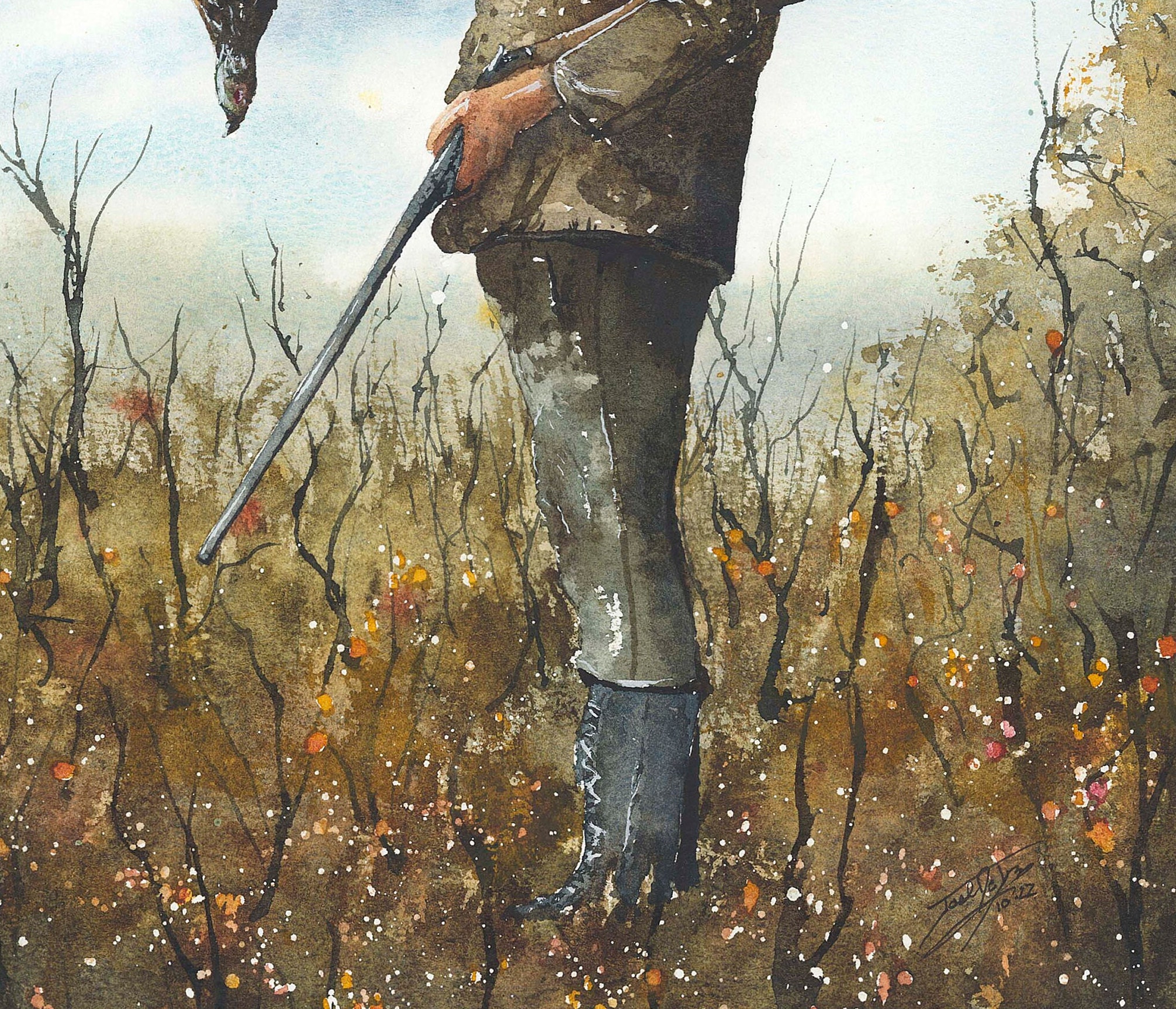 Bird Hunter Watercolor, Giclée Print, Pheasant Hunting, Hunting ...