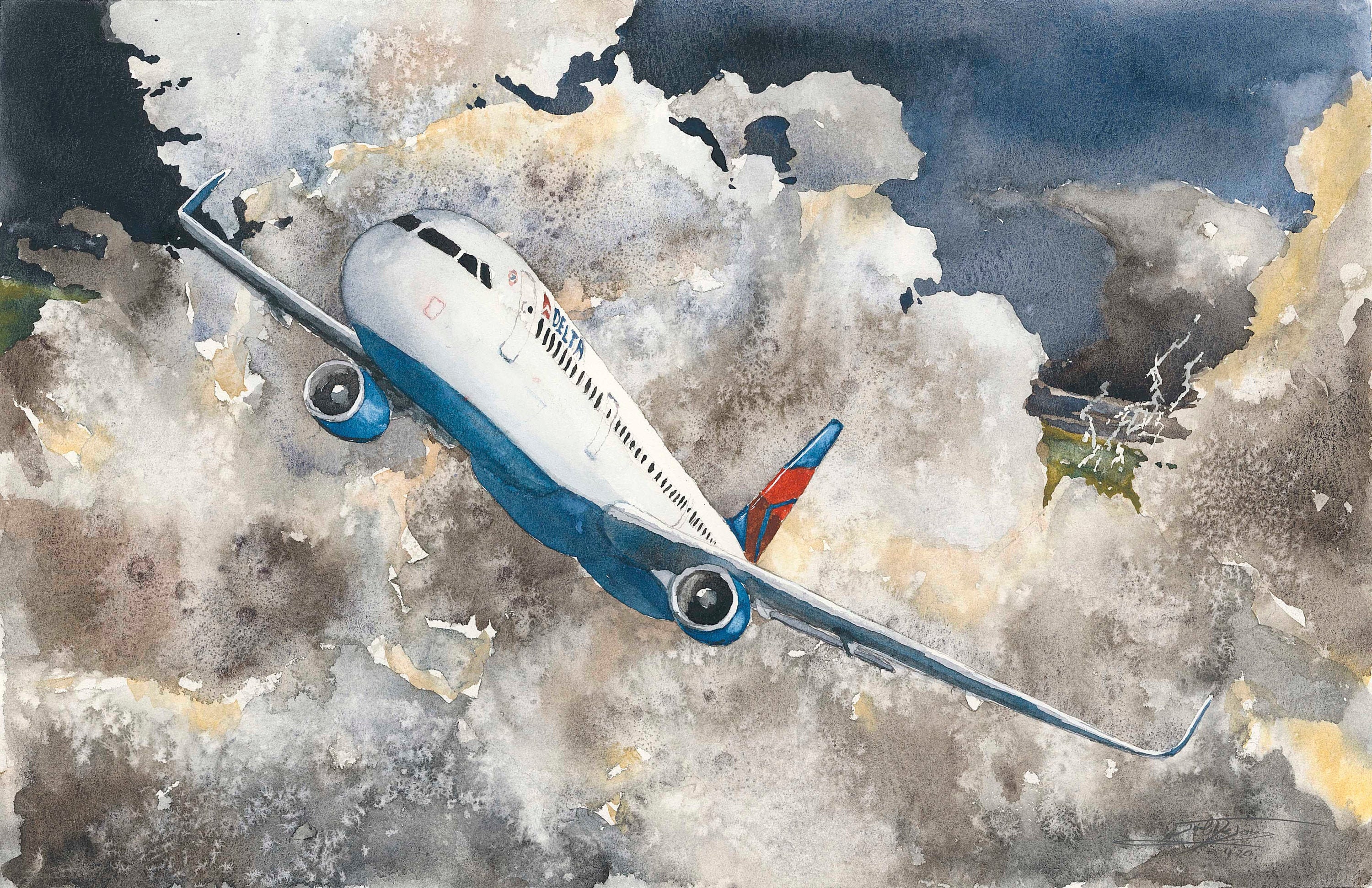 Delta A321 Watercolor Giclée Print, Art, Airline, Delta Airlines ...