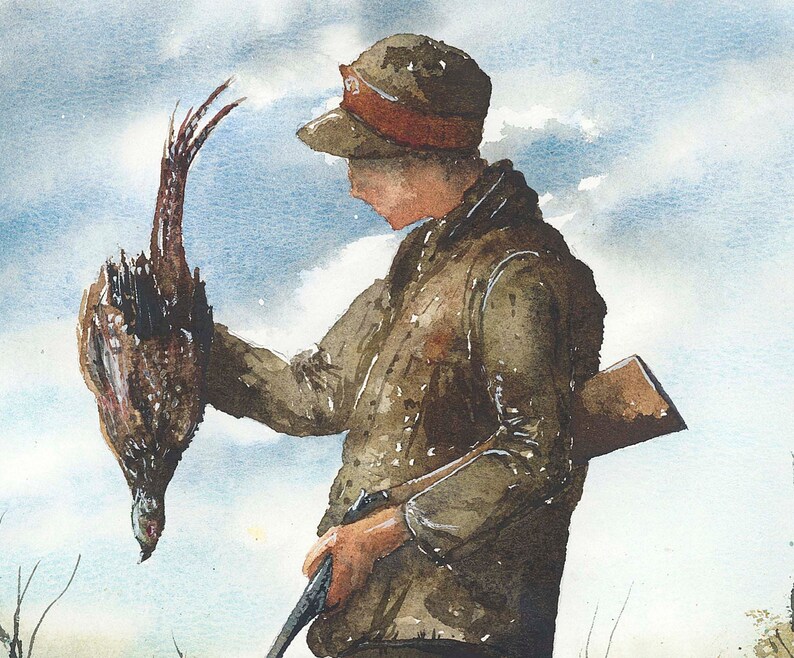Bird Hunter Watercolor, Giclée Print, Pheasant Hunting, Hunting ...