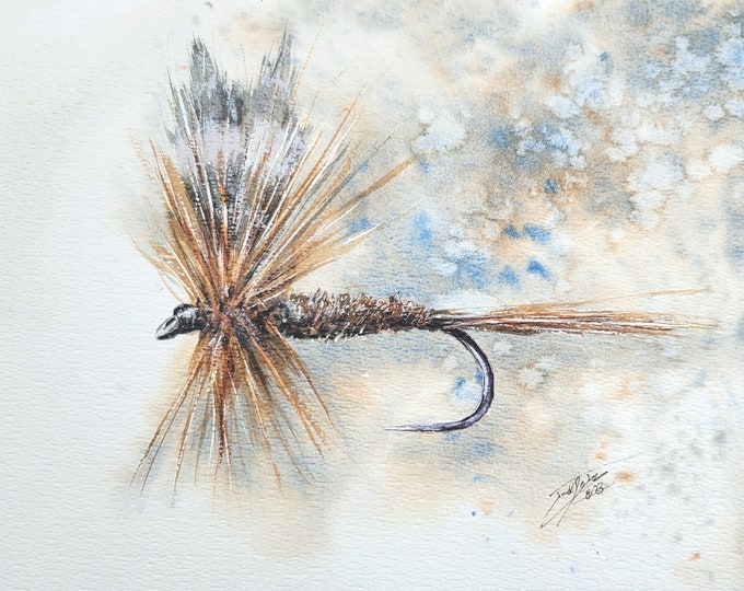 Adams Fly, Original Watercolor, Dry Fly, Watercolor, Trout Fishing ...