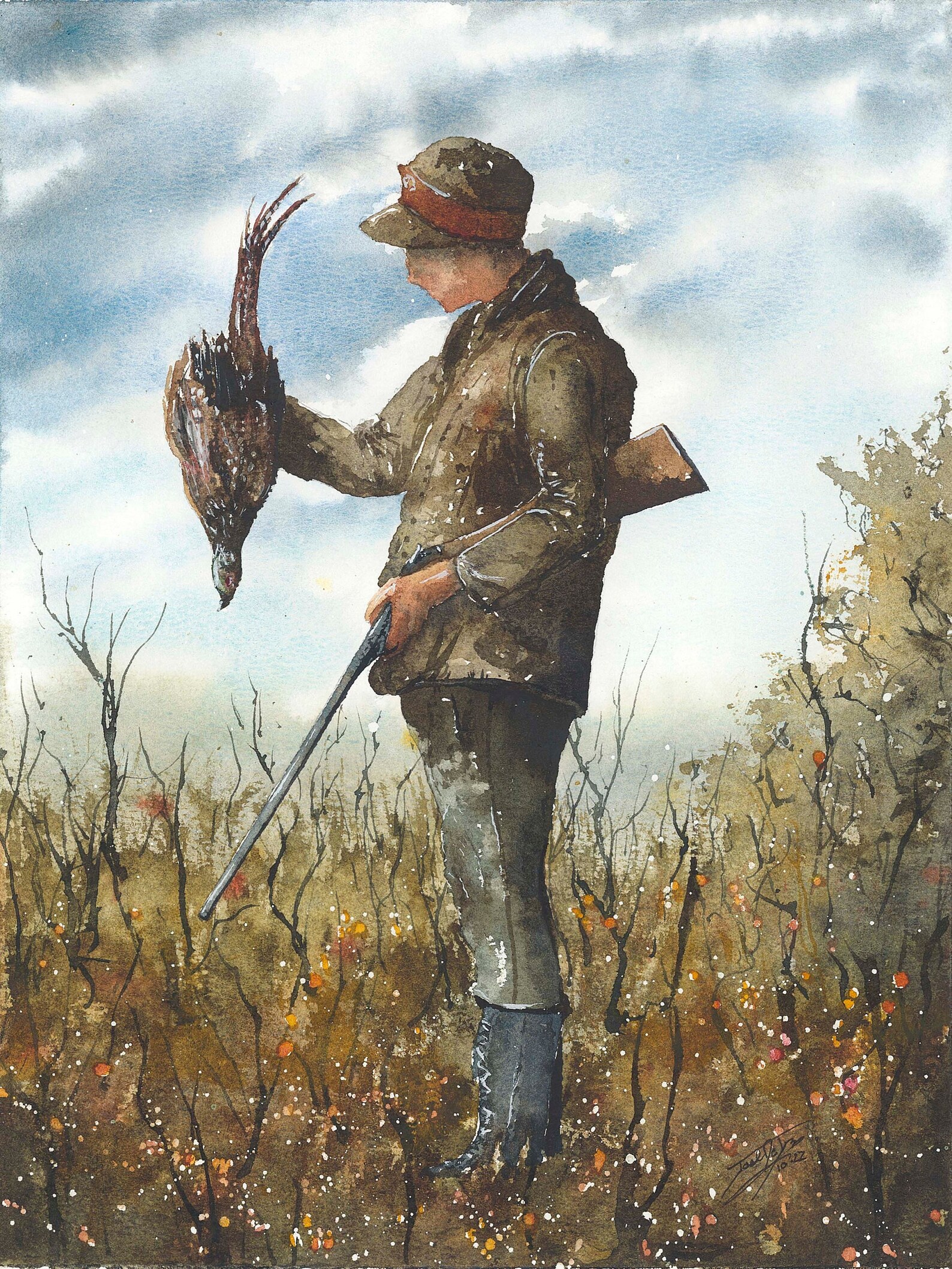 Bird Hunter Watercolor, Giclée Print, Pheasant Hunting, Hunting ...