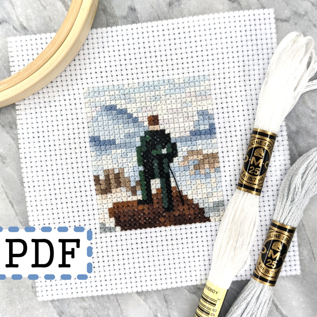 Wanderer Above the Sea of Fog, Small Mini Art Cross Stitch Pattern ...