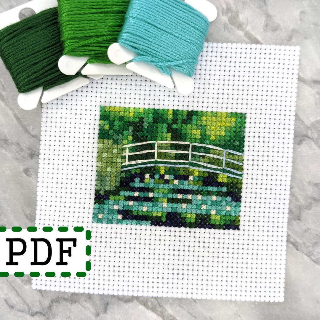 Monet Japanese Bridge, Small Mini Art Cross Stitch Pattern - Etsy UK