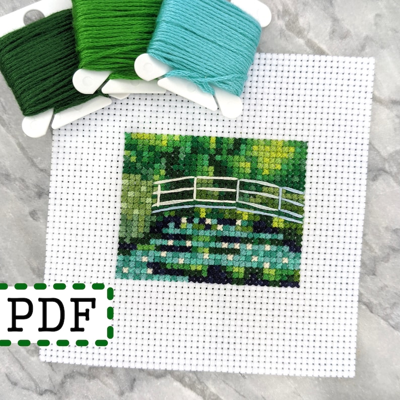 Monet Japanese Bridge Small Mini Art Cross Stitch Pattern - Etsy