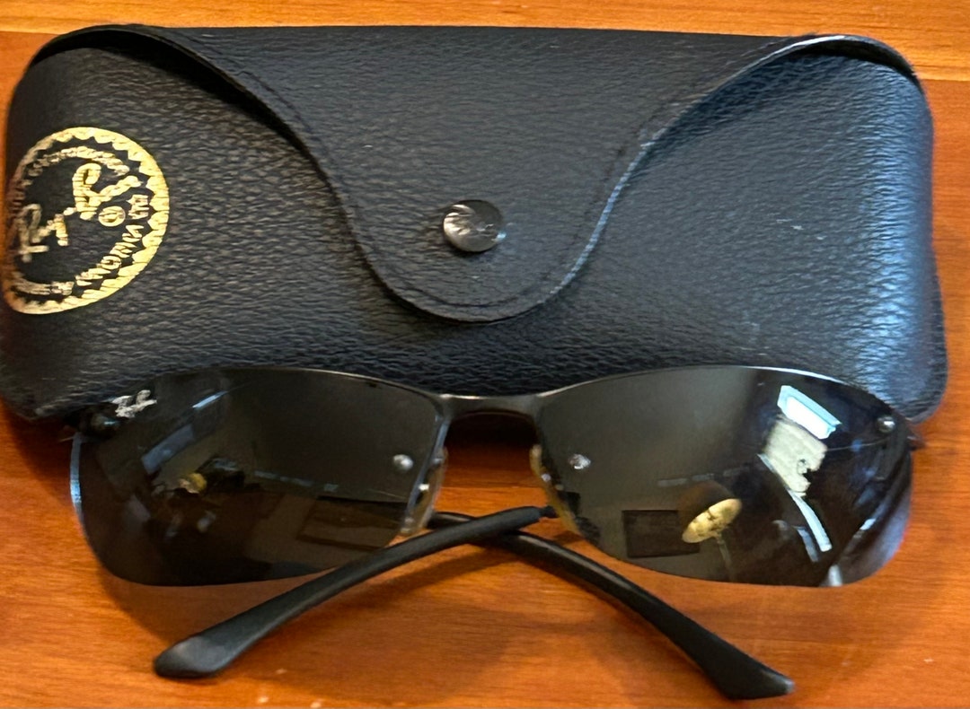Ray-ban RB3186 006/71 6315 Black Rimless Flex Hinges Wrap Sunglasses W ...