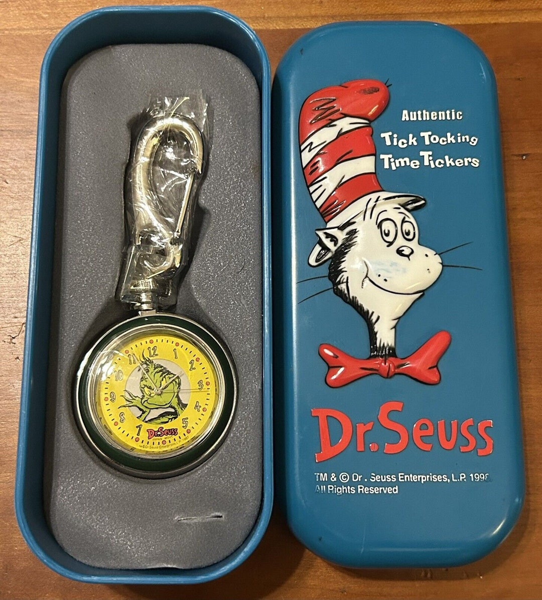 Dr. Seuss Grinch Clip-on Watch New in Box Authentic Tick Tocking Time ...