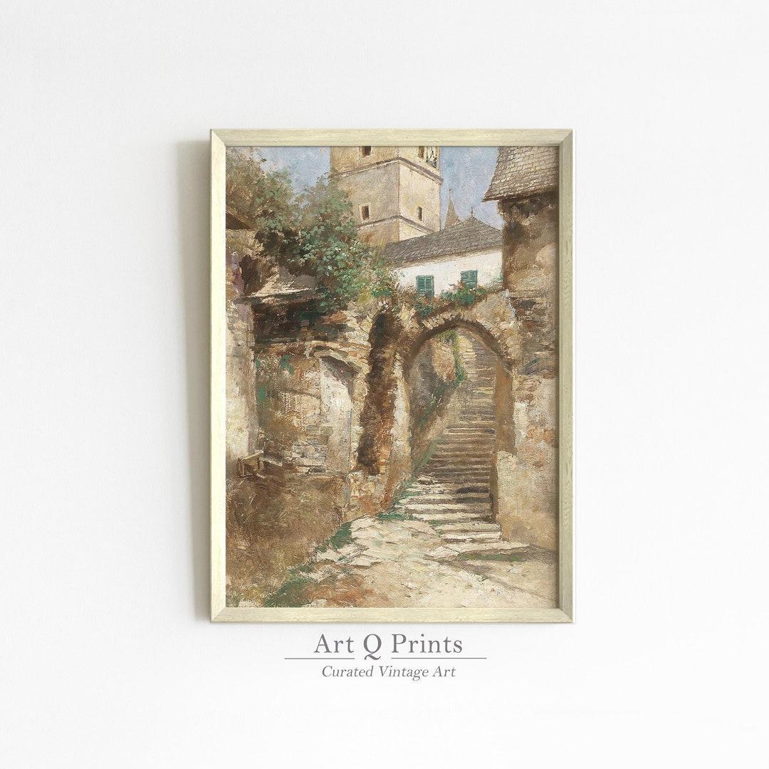 Old Gate Wall Art Print, Digital File, Oil Painting on Canvas, Vintage ...