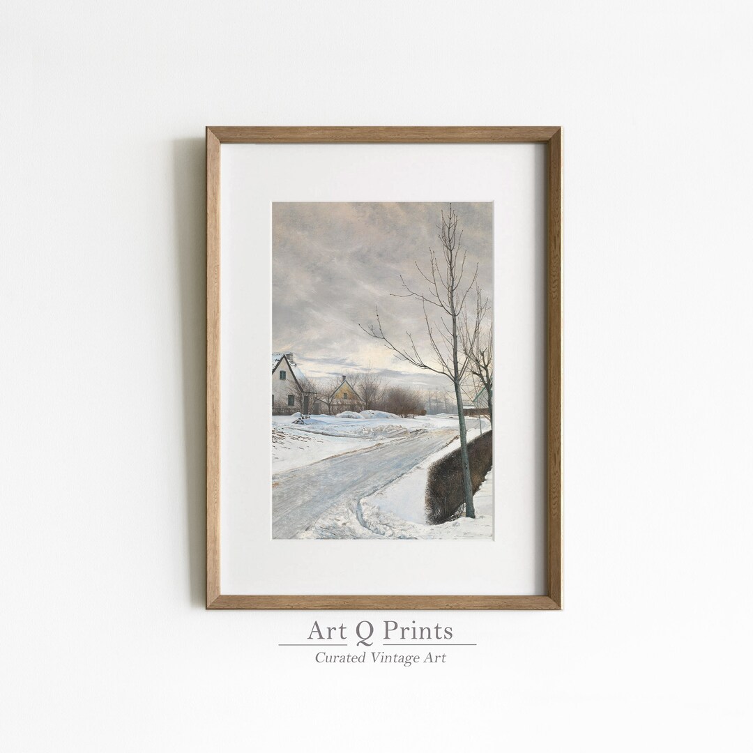 Winter Scene Print Vintage Wall Art Frozy Road Old - Etsy