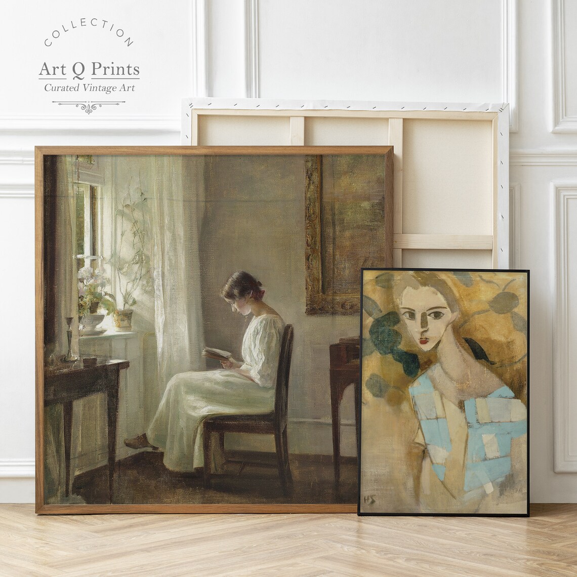 Woman Reading a Book Print Square Art Printable Vintage Oil - Etsy