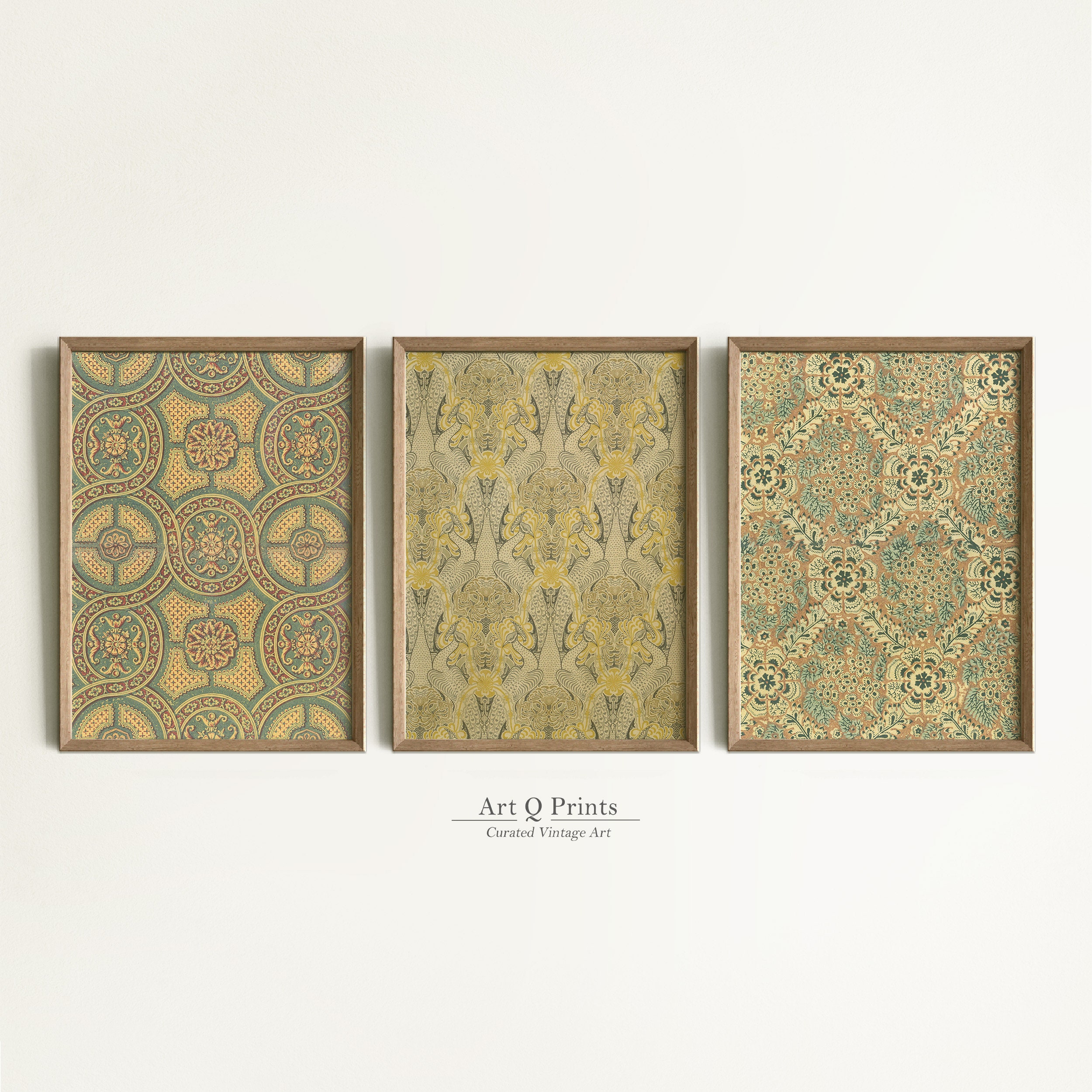 Set of 3 Patterns Prints, Mustard Color Aesthetic, Living Room Decor ...