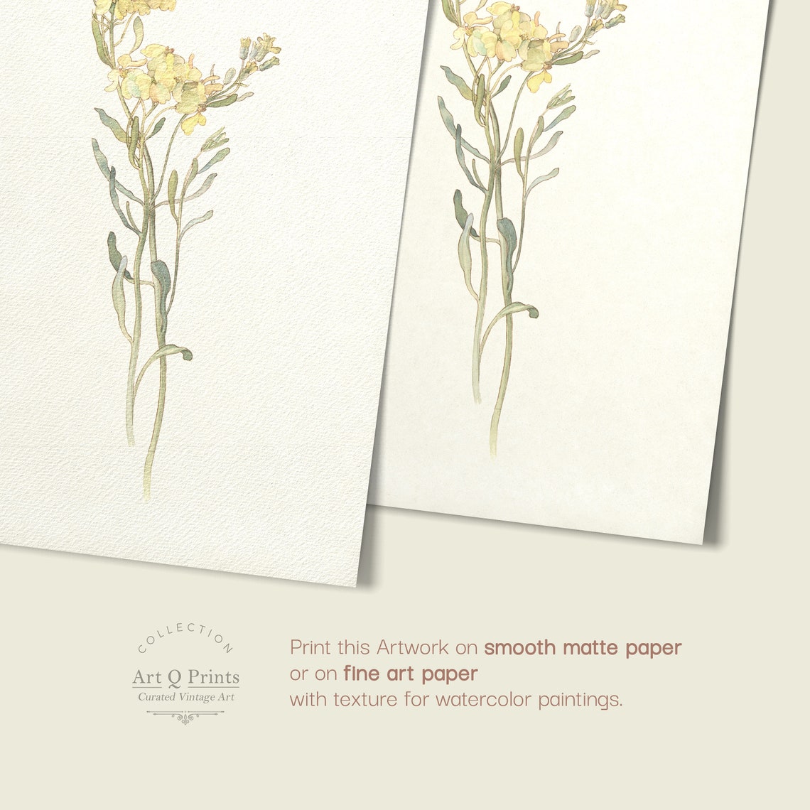 Set of 3 Botanical Prints, Mellow Tones Watercolor Arts, Light ...