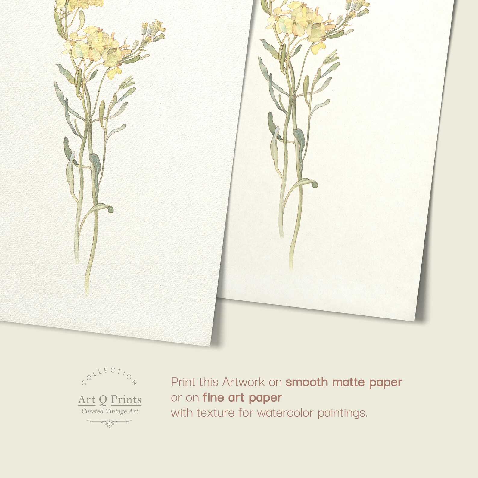 Set of 3 Botanical Prints, Mellow Tones Watercolor Arts, Light ...