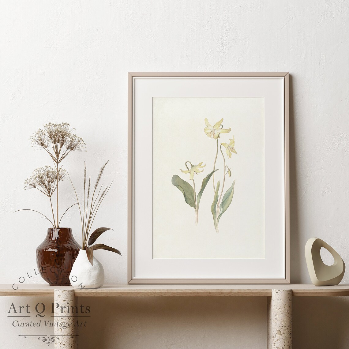 Set of 3 Botanical Prints, Mellow Tones Watercolor Arts, Light ...