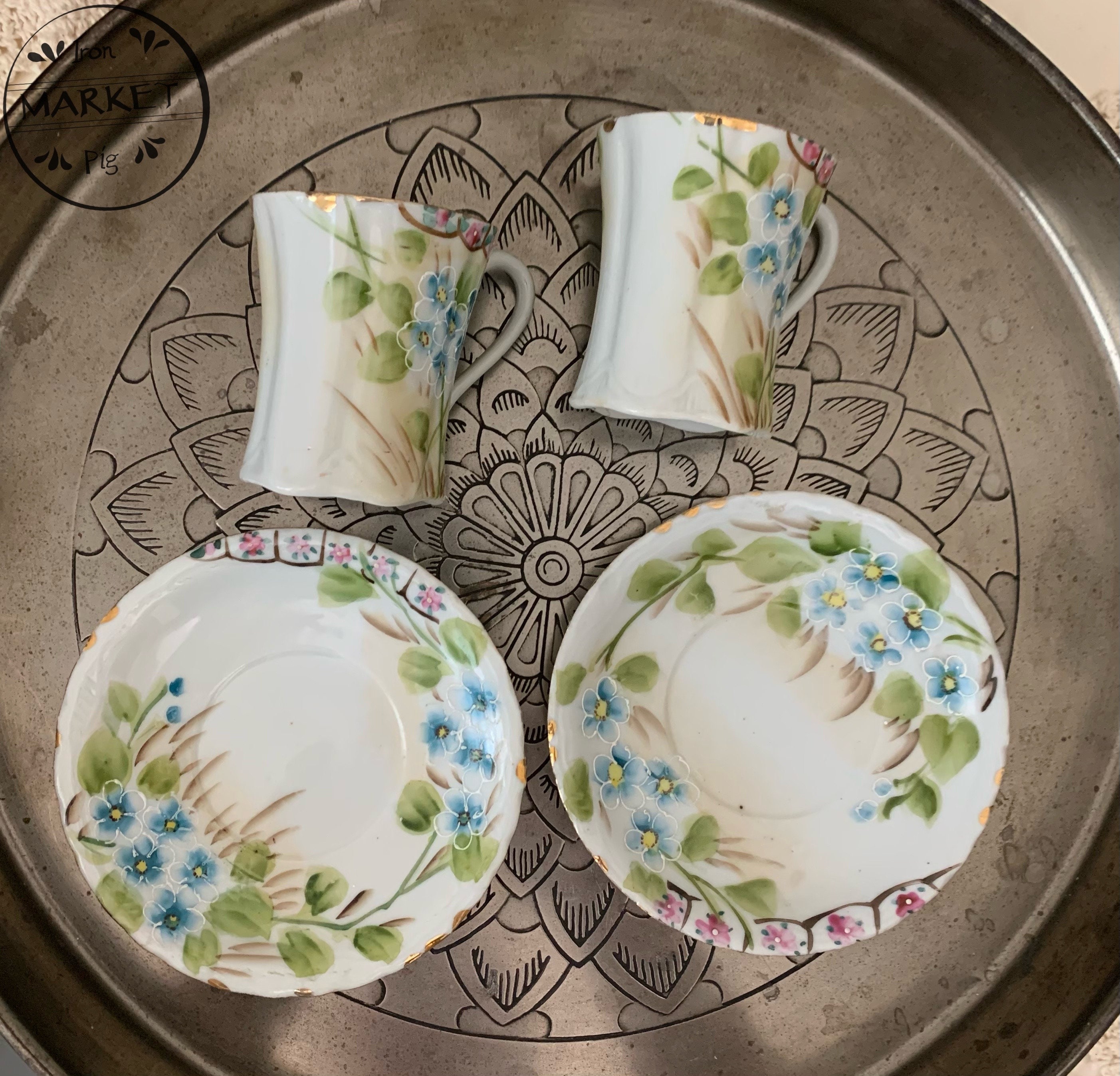 Antique Japanese Porcelain Tea Cup Set of Two / Royal Core / Cottage ...