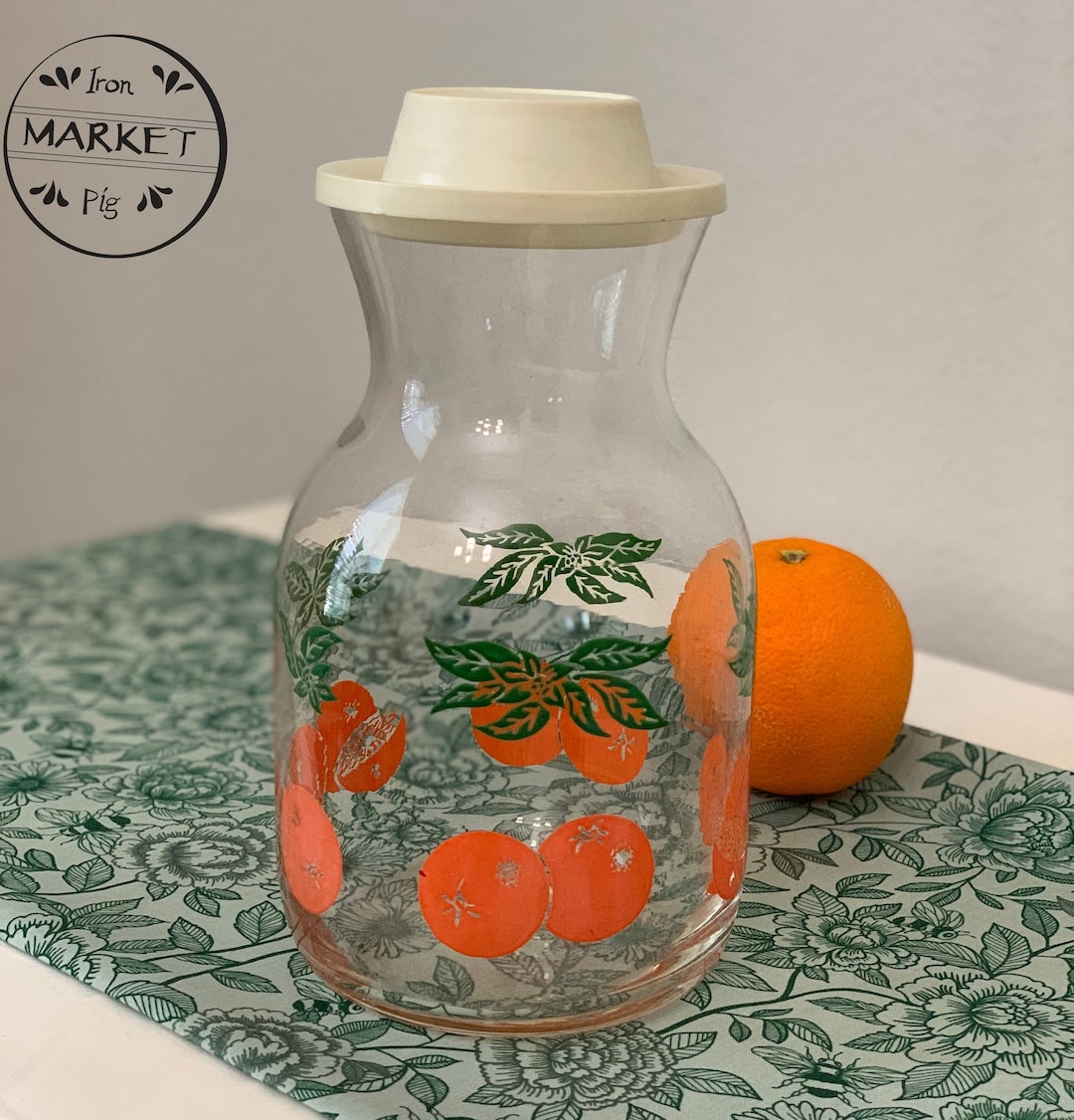 Vintage 1970's Glass Orange Juice Carafe With Original Lid/ Glass ...