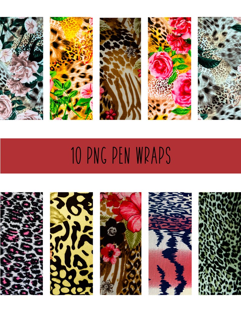 10 Digital Animal Print PNG Pen Wraps Instant Download - Etsy