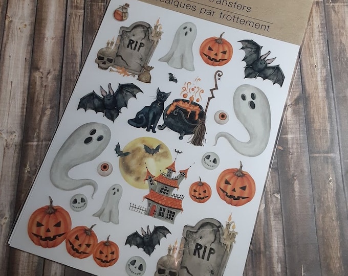 Halloween Themed Rub on Transfers, Scrapbook Embellishments - Etsy