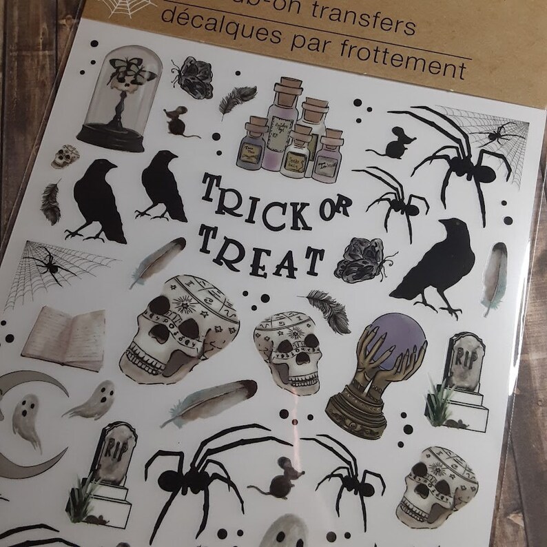 Gothic Halloween Themed Rub on Transfers Scrapbook | Etsy